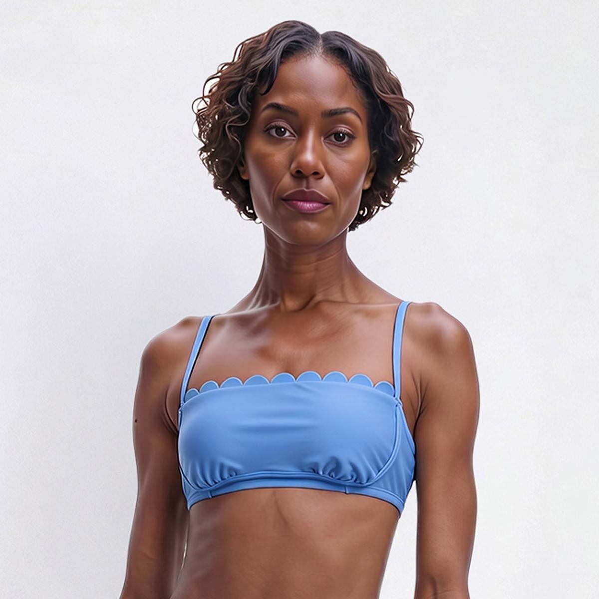 Click here for Womens Cupshe Solid Scalloped Bandeau Bralette Swi... prices